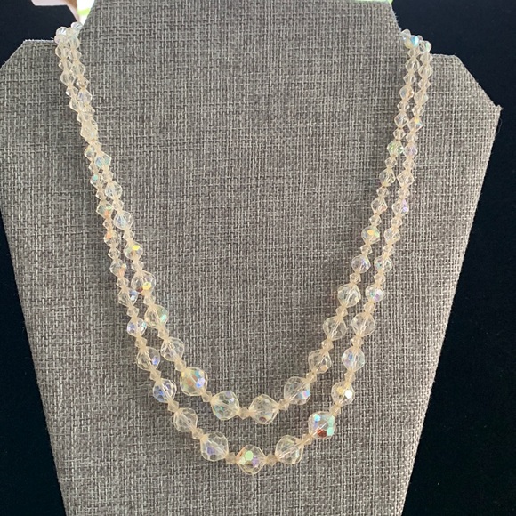 Vintage | Jewelry | Sale 2for5 Vintage Ab Crystal Double Strand Necklace With A Hook Clasp 18 ...